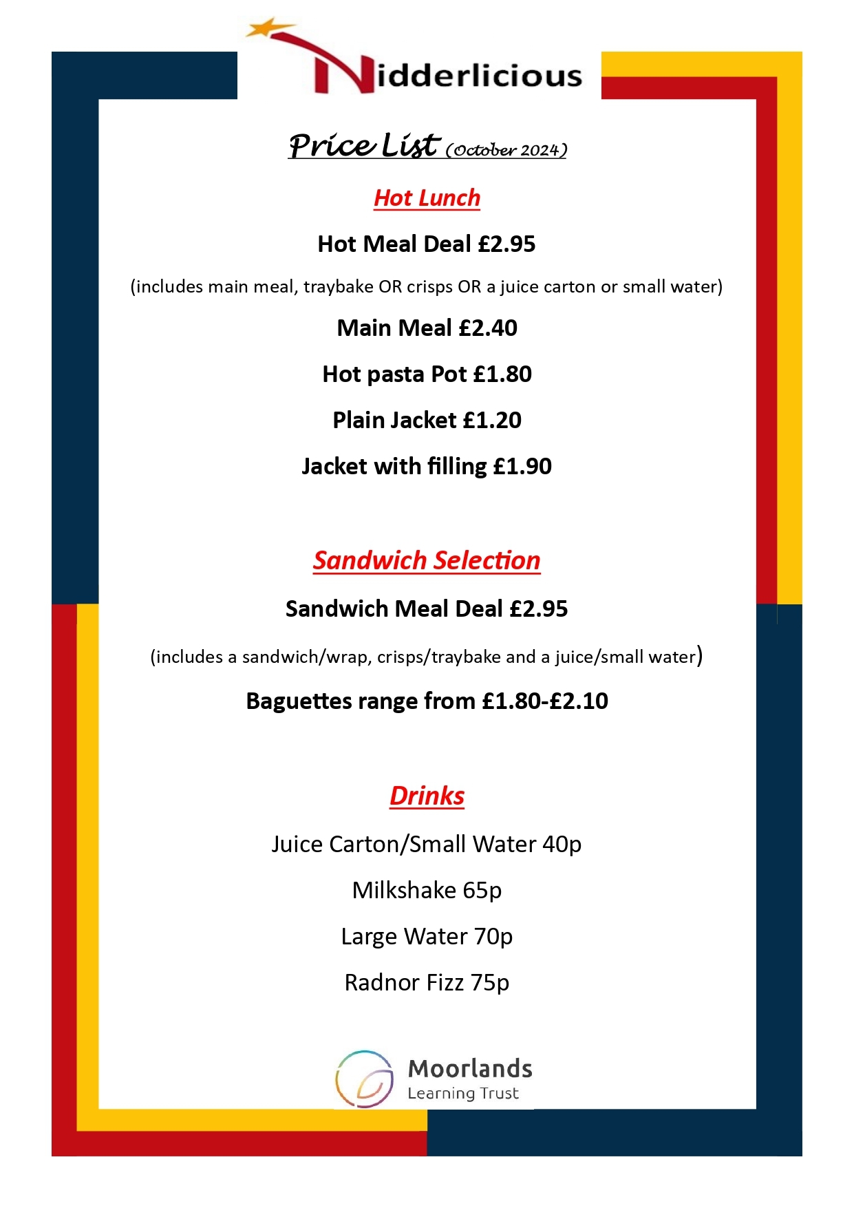 Nidderdale High School - Weekly Menus